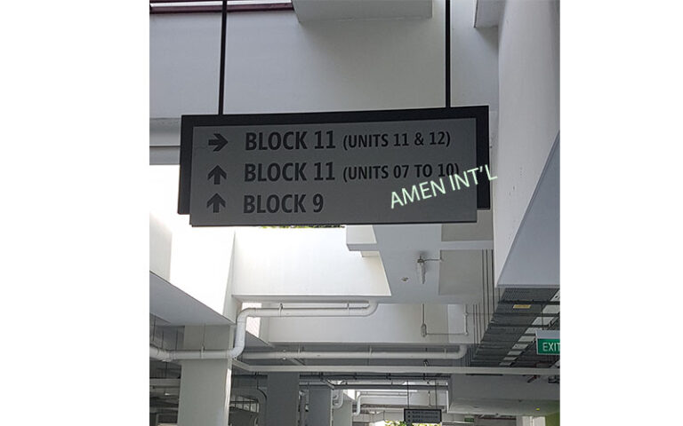 Hanging Directional Signs Singapore | Amen International Pte Ltd